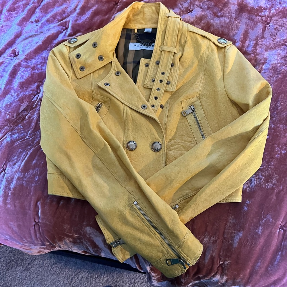 Burberry | Lambskin Yellow Cropped Jacket - Gem